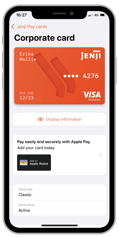 I have a Jenji Pay virtual card, where can I find its information ...